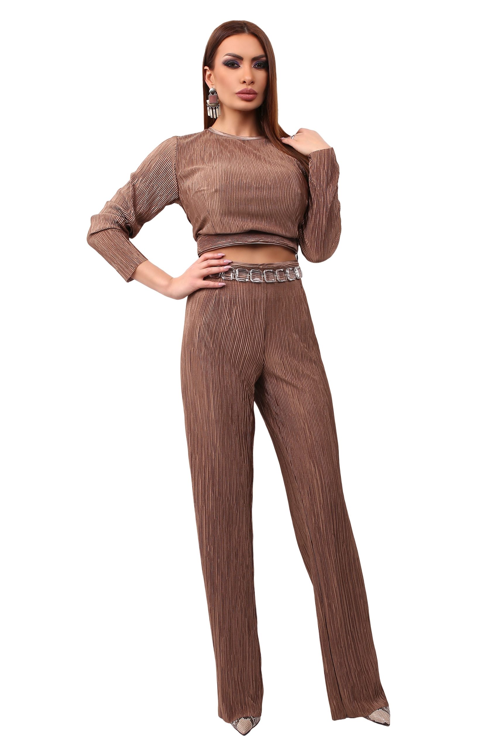 Compleu Elegant realizat din Material Plisat, NATALIA – Dressyna