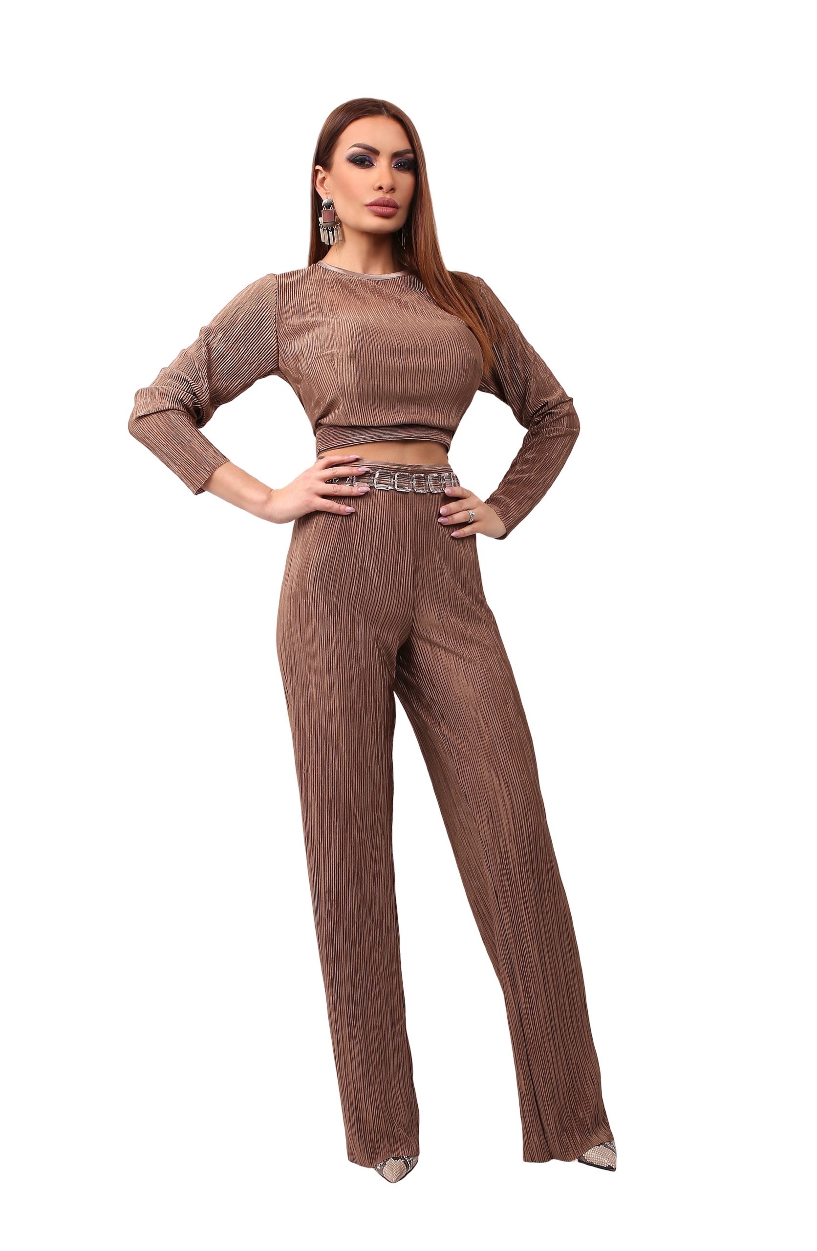 Compleu Elegant realizat din Material Plisat, NATALIA – Dressyna